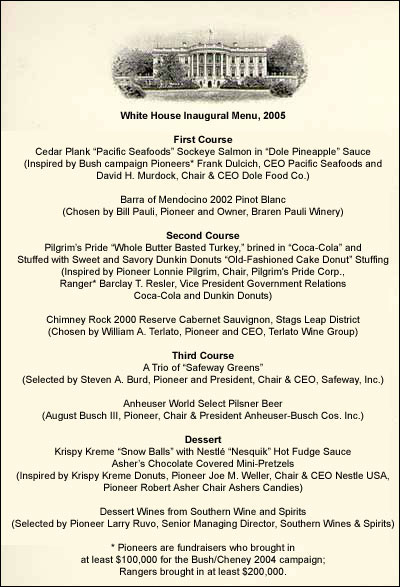 All the Presidents’ Table: George W. Bush’s Second Inaugural Menus ...